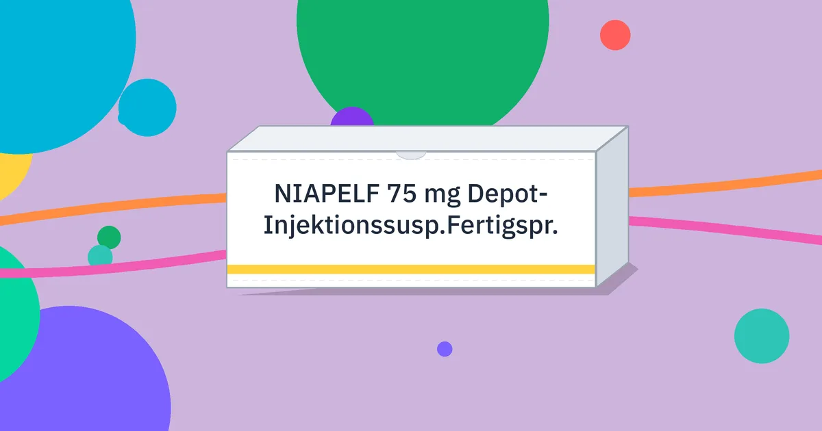 Symbolbild: Packung mit der Aufschrift NIAPELF 75 mg Depot-Injektionssusp.Fertigspr. (PZN 01871085) – Verfügbarkeit und Bezug in Apotheken in Frankfurt am Main