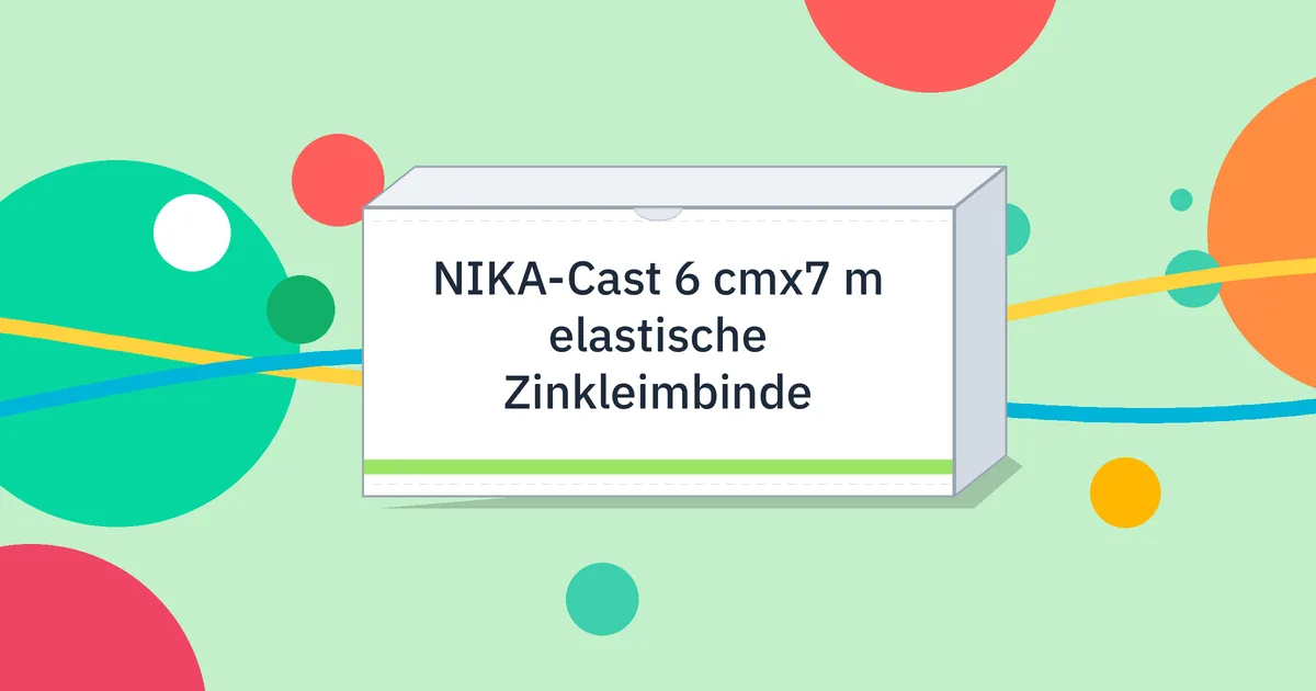 Symbolbild: Packung mit der Aufschrift NIKA-Cast 6 cmx7 m elastische Zinkleimbinde (PZN 18063337) – Verfügbarkeit und Bezug in Apotheken in Frankfurt am Main