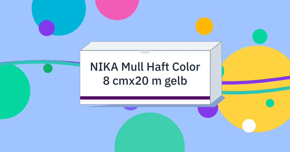 Symbolbild: Packung mit der Aufschrift NIKA Mull Haft Color 8 cmx20 m gelb (PZN 10320384) – Verfügbarkeit und Bezug in Apotheken in Frankfurt am Main