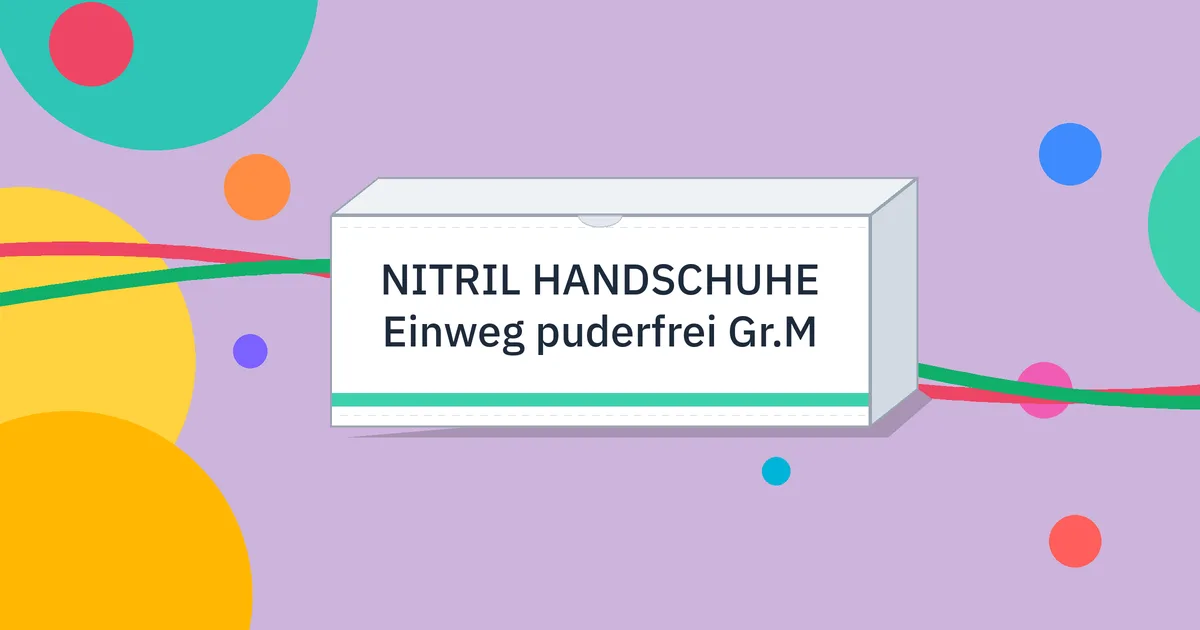 Symbolbild: Packung mit der Aufschrift NITRIL HANDSCHUHE Einweg puderfrei Gr.M (PZN 09083163) – Verfügbarkeit und Bezug in Apotheken in Frankfurt am Main