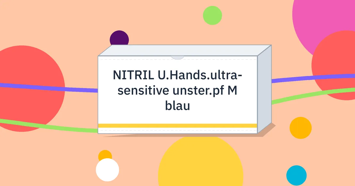 Symbolbild: Packung mit der Aufschrift NITRIL U.Hands.ultra-sensitive unster.pf M blau (PZN 13973951) – Verfügbarkeit und Bezug in Apotheken in Frankfurt am Main