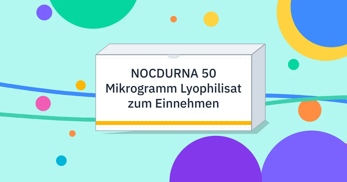 Symbolbild: Packung mit der Aufschrift NOCDURNA 50 Mikrogramm Lyophilisat zum Einnehmen (PZN 18855245) – Verfügbarkeit und Bezug in Apotheken in Frankfurt am Main