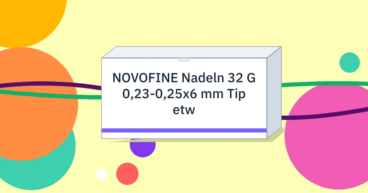 Symbolbild: Packung mit der Aufschrift NOVOFINE Nadeln 32 G 0,23-0,25x6 mm Tip etw (PZN 17923884) – Verfügbarkeit und Bezug in Apotheken in Frankfurt am Main