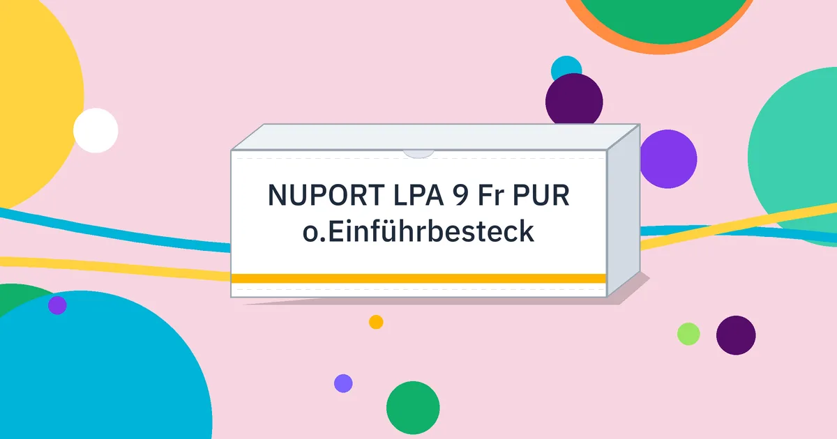 Symbolbild: Packung mit der Aufschrift NUPORT LPA 9 Fr PUR o.Einführbesteck (PZN 10269476) – Verfügbarkeit und Bezug in Apotheken in Frankfurt am Main