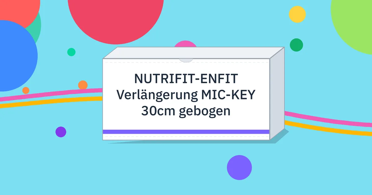 Symbolbild: Packung mit der Aufschrift NUTRIFIT-ENFIT Verlängerung MIC-KEY 30cm gebogen (PZN 14174620) – Verfügbarkeit und Bezug in Apotheken in Frankfurt am Main