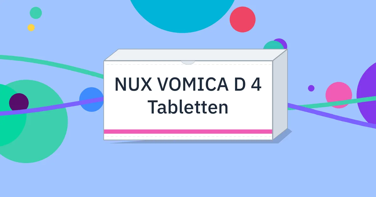 Symbolbild: Packung mit der Aufschrift NUX VOMICA D 4 Tabletten (PZN 01780796) – Verfügbarkeit und Bezug in Apotheken in Frankfurt am Main