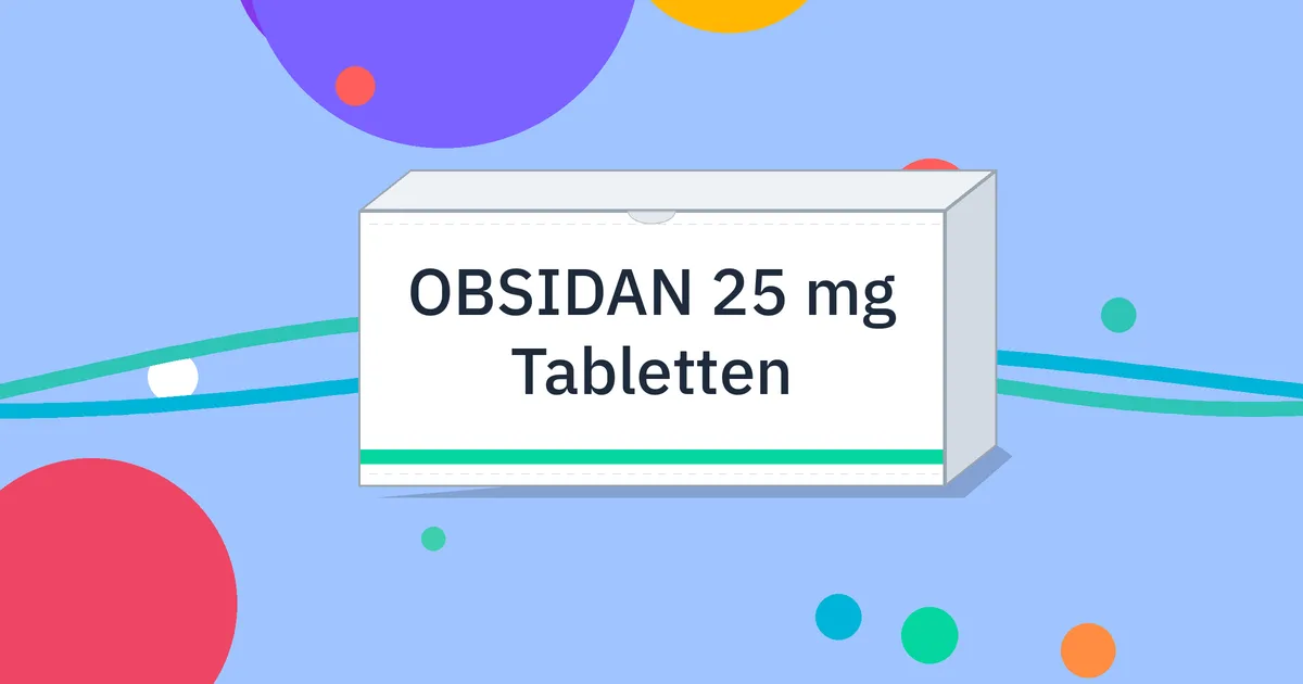 Symbolbild: Packung mit der Aufschrift OBSIDAN 25 mg Tabletten (PZN 04641575) – Verfügbarkeit und Bezug in Apotheken in Frankfurt am Main