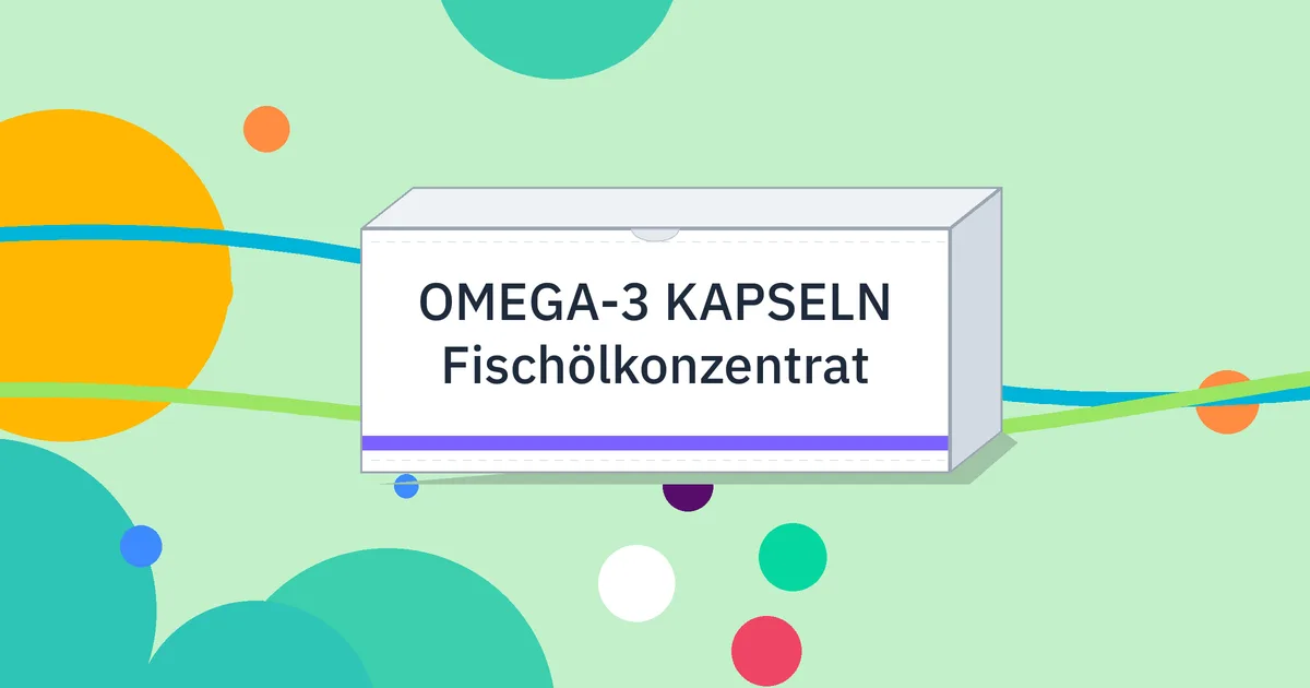 Symbolbild: Packung mit der Aufschrift OMEGA-3 KAPSELN Fischölkonzentrat (PZN 20357589) – Verfügbarkeit und Bezug in Apotheken in Frankfurt am Main