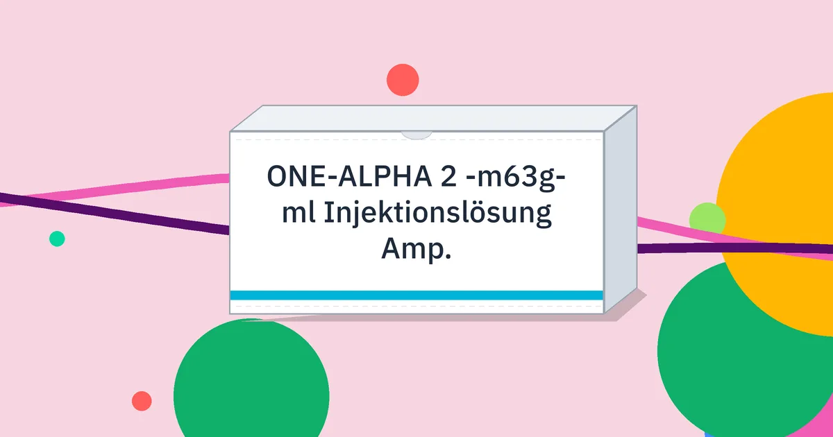 Symbolbild: Packung mit der Aufschrift ONE-ALPHA 2 -m63g-ml Injektionslösung Amp. (PZN 02326295) – Verfügbarkeit und Bezug in Apotheken in Frankfurt am Main