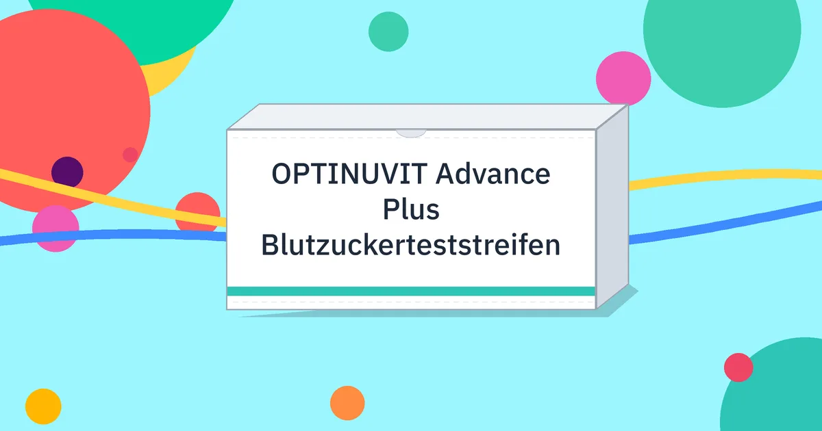 Symbolbild: Packung mit der Aufschrift OPTINUVIT Advance Plus Blutzuckerteststreifen (PZN 19892828) – Verfügbarkeit und Bezug in Apotheken in Frankfurt am Main
