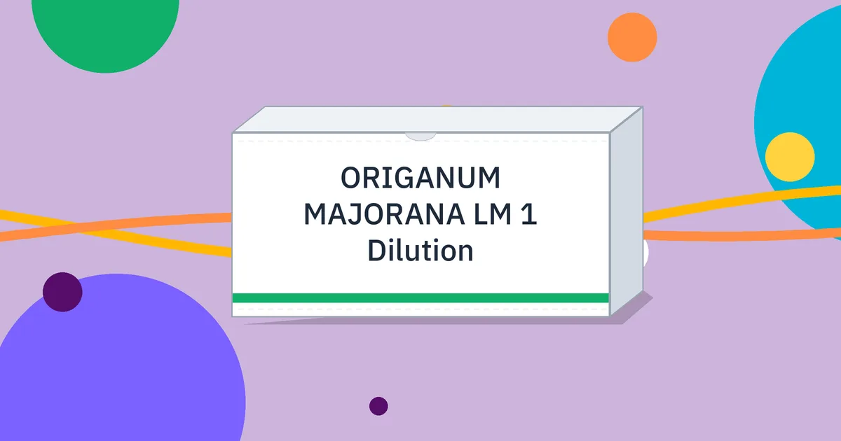 Symbolbild: Packung mit der Aufschrift ORIGANUM MAJORANA LM 1 Dilution (PZN 12972435) – Verfügbarkeit und Bezug in Apotheken in Frankfurt am Main