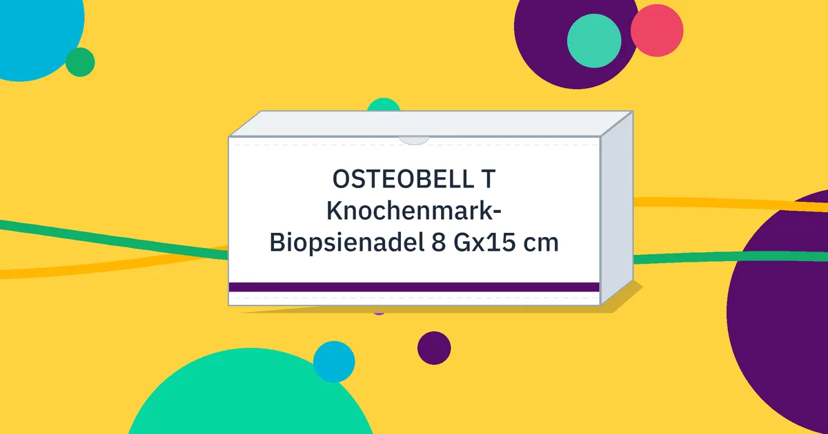 Symbolbild: Packung mit der Aufschrift OSTEOBELL T Knochenmark-Biopsienadel 8 Gx15 cm (PZN 19831703) – Verfügbarkeit und Bezug in Apotheken in Frankfurt am Main