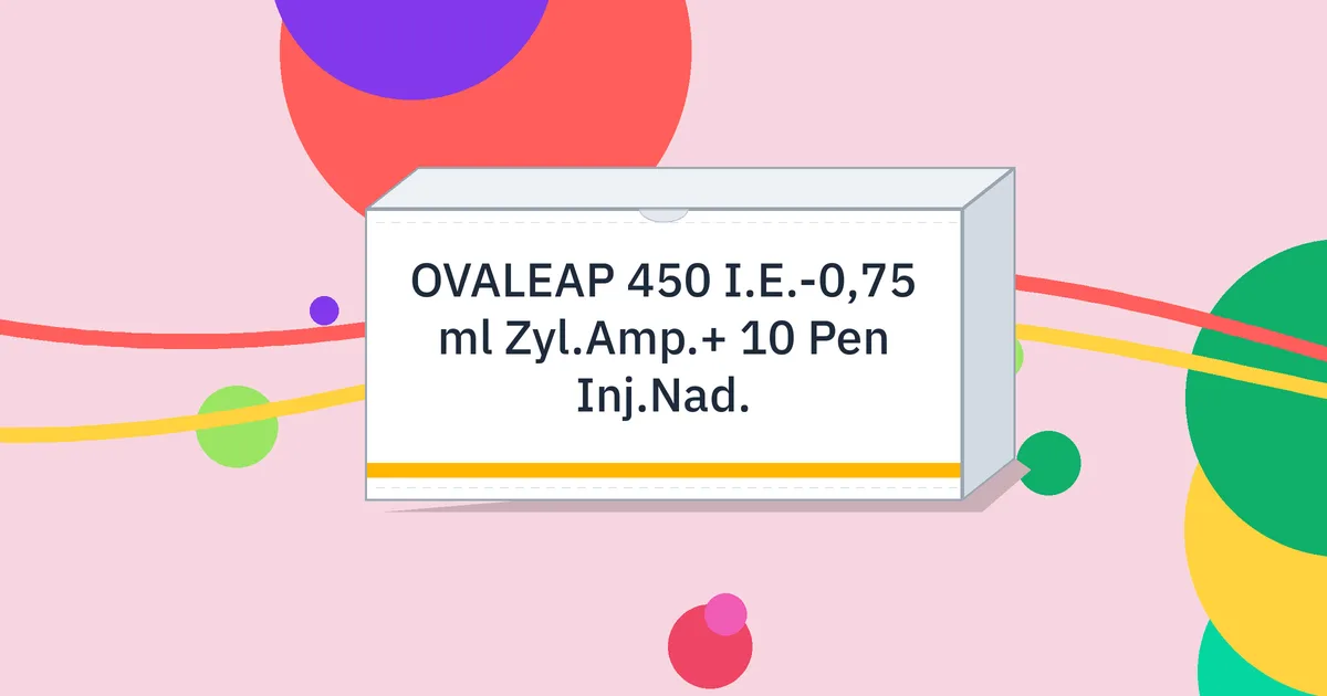 Symbolbild: Packung mit der Aufschrift OVALEAP 450 I.E.-0,75 ml Zyl.Amp.+ 10 Pen Inj.Nad. (PZN 18046037) – Verfügbarkeit und Bezug in Apotheken in Frankfurt am Main