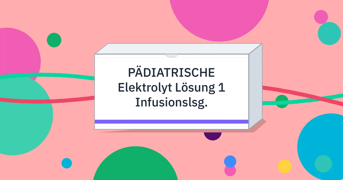 Symbolbild: Packung mit der Aufschrift PÄDIATRISCHE Elektrolyt Lösung 1 Infusionslsg. (PZN 04152965) – Verfügbarkeit und Bezug in Apotheken in Frankfurt am Main