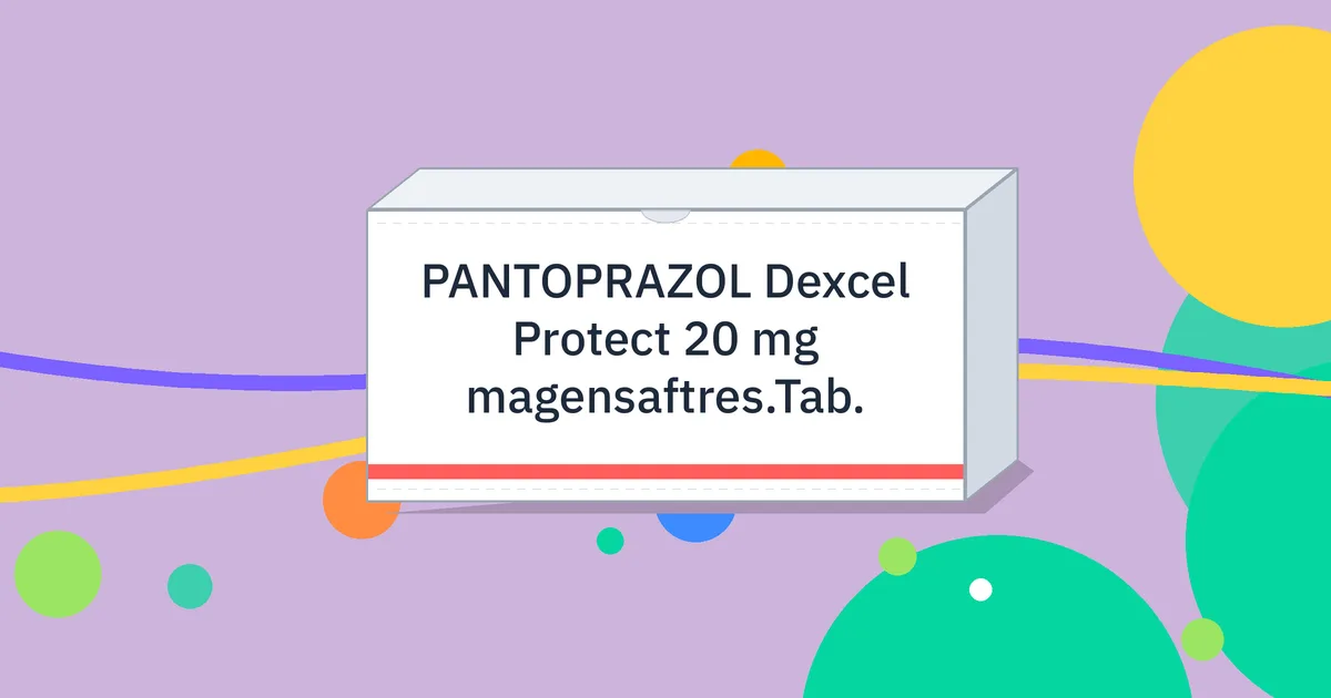 Symbolbild: Packung mit der Aufschrift PANTOPRAZOL Dexcel Protect 20 mg magensaftres.Tab. (PZN 03037110) – Verfügbarkeit und Bezug in Apotheken in Frankfurt am Main