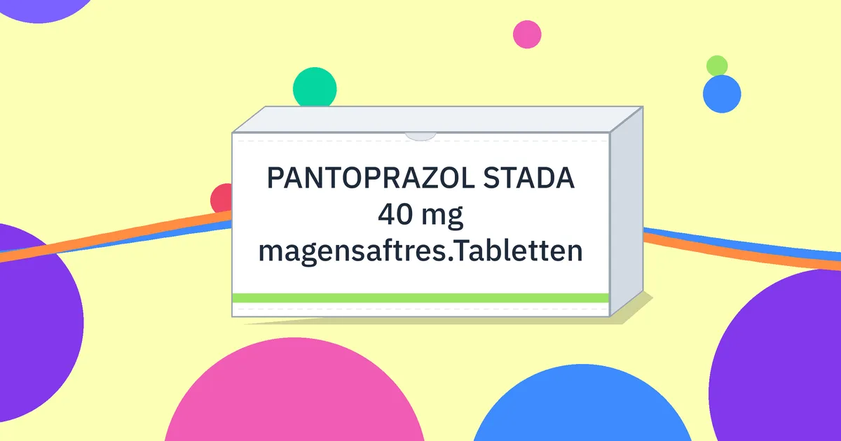 Symbolbild: Packung mit der Aufschrift PANTOPRAZOL STADA 40 mg magensaftres.Tabletten (PZN 17827637) – Verfügbarkeit und Bezug in Apotheken in Frankfurt am Main