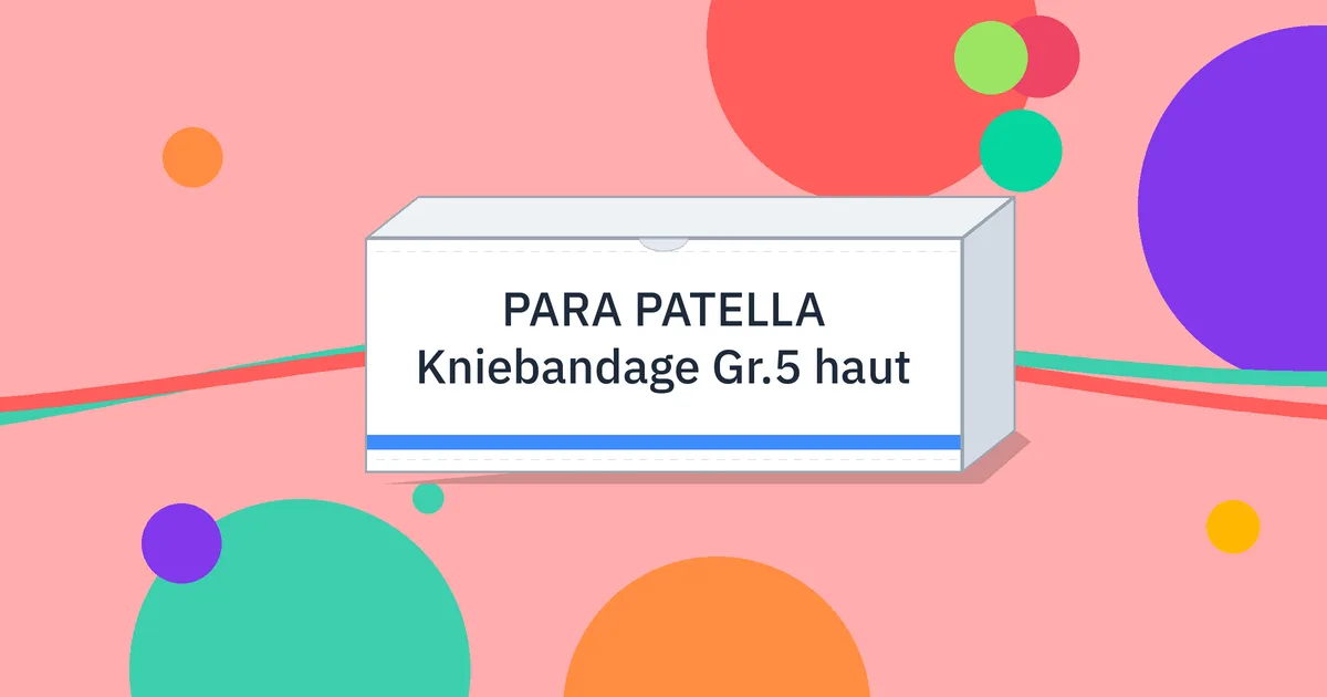 Symbolbild: Packung mit der Aufschrift PARA PATELLA Kniebandage Gr.5 haut (PZN 03317275) – Verfügbarkeit und Bezug in Apotheken in Frankfurt am Main