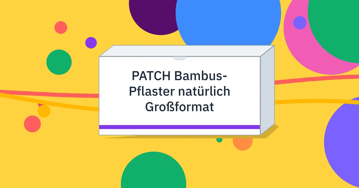 Symbolbild: Packung mit der Aufschrift PATCH Bambus-Pflaster natürlich Großformat (PZN 17922689) – Verfügbarkeit und Bezug in Apotheken in Frankfurt am Main