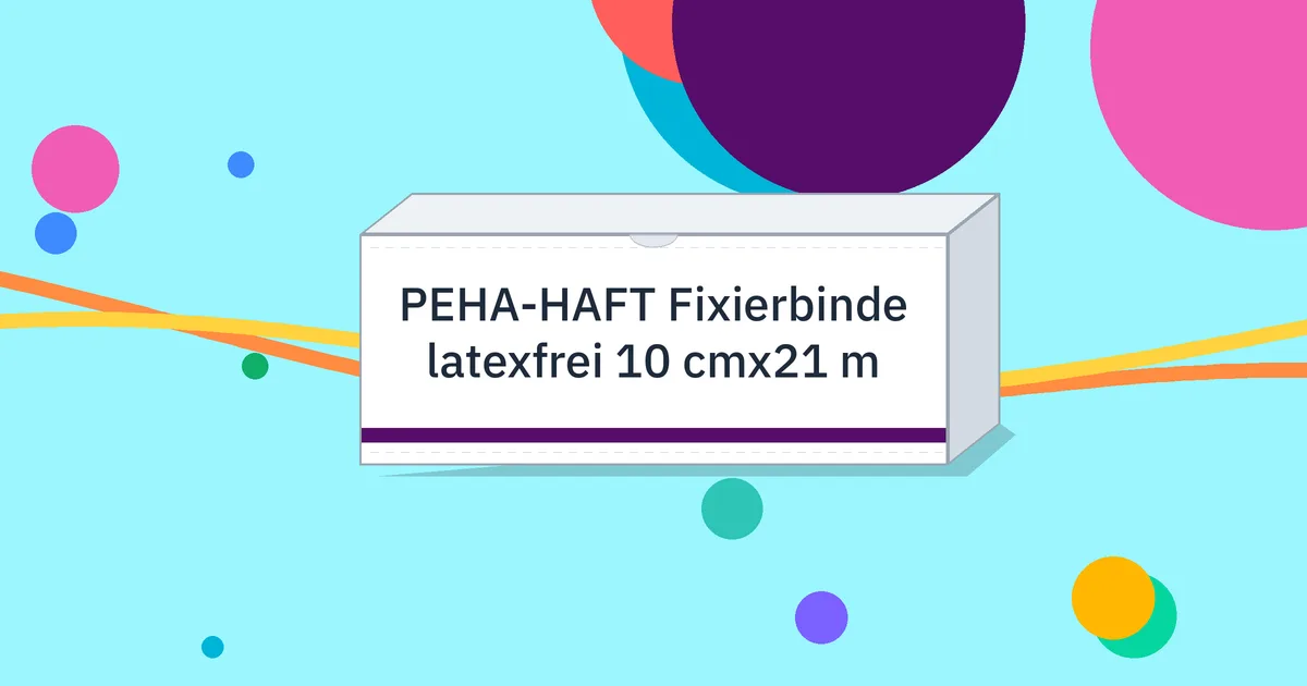 Symbolbild: Packung mit der Aufschrift PEHA-HAFT Fixierbinde latexfrei 10 cmx21 m (PZN 18680952) – Verfügbarkeit und Bezug in Apotheken in Frankfurt am Main