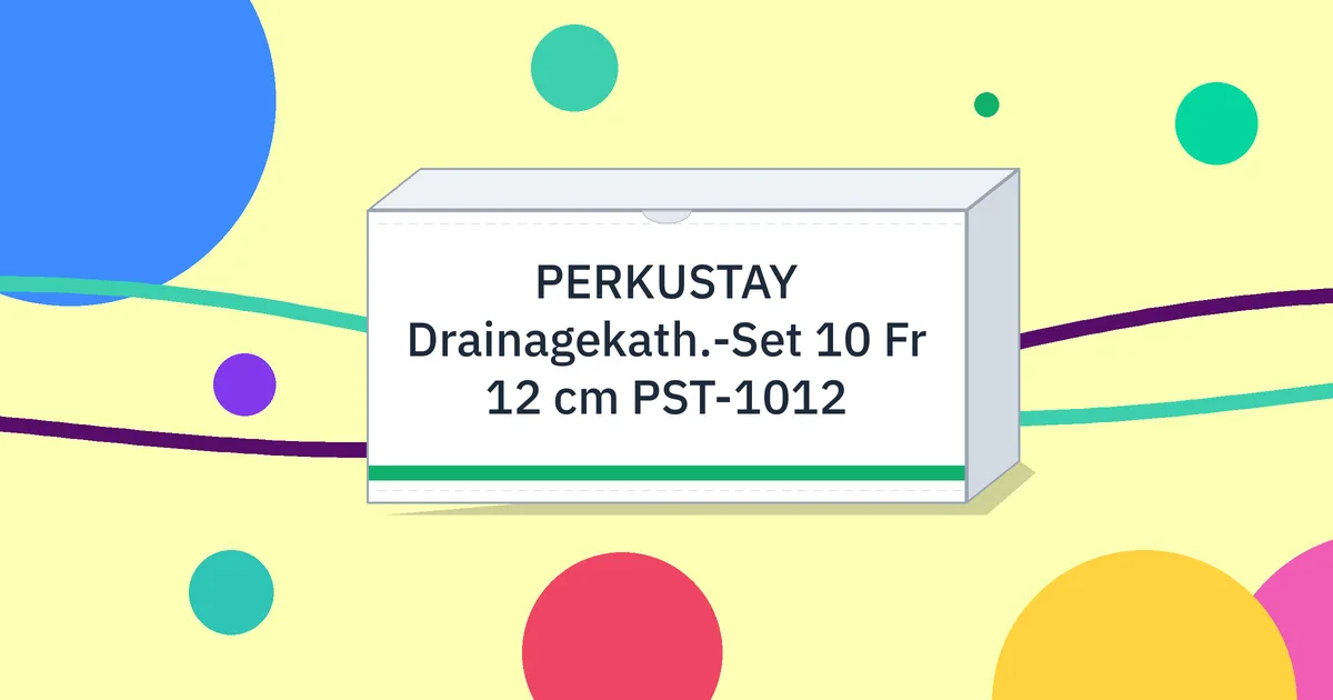 Symbolbild: Packung mit der Aufschrift PERKUSTAY Drainagekath.-Set 10 Fr 12 cm PST-1012 (PZN 14186072) – Verfügbarkeit und Bezug in Apotheken in Frankfurt am Main
