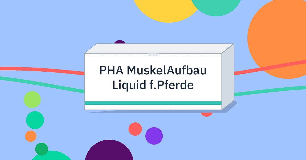Symbolbild: Packung mit der Aufschrift PHA MuskelAufbau Liquid f.Pferde (PZN 09670854) – Verfügbarkeit und Bezug in Apotheken in Frankfurt am Main