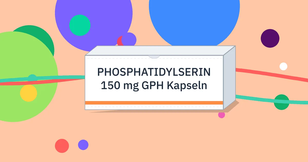 Symbolbild: Packung mit der Aufschrift PHOSPHATIDYLSERIN 150 mg GPH Kapseln (PZN 09323472) – Verfügbarkeit und Bezug in Apotheken in Frankfurt am Main