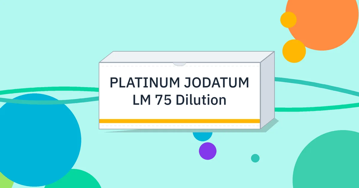 Symbolbild: Packung mit der Aufschrift PLATINUM JODATUM LM 75 Dilution (PZN 13647878) – Verfügbarkeit und Bezug in Apotheken in Frankfurt am Main