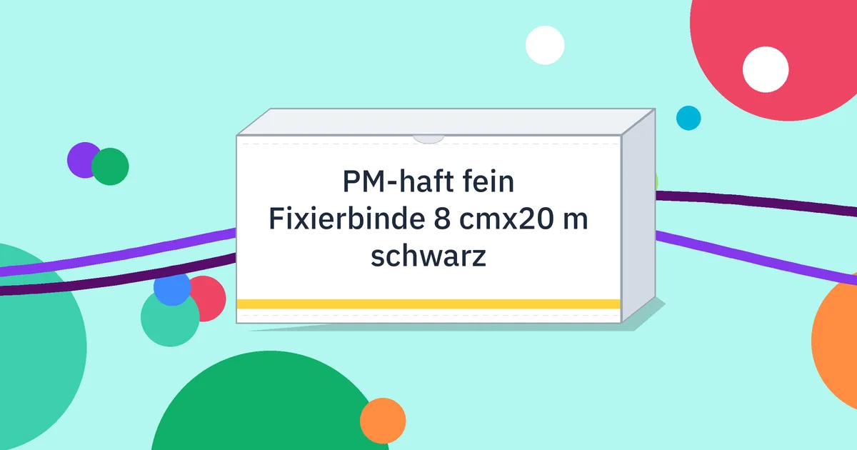 Symbolbild: Packung mit der Aufschrift PM-haft fein Fixierbinde 8 cmx20 m schwarz (PZN 18846275) – Verfügbarkeit und Bezug in Apotheken in Frankfurt am Main