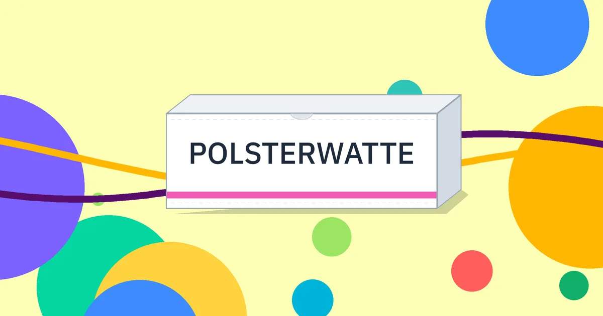 Symbolbild: Packung mit der Aufschrift POLSTERWATTE (PZN 01722178) – Verfügbarkeit und Bezug in Apotheken in Frankfurt am Main