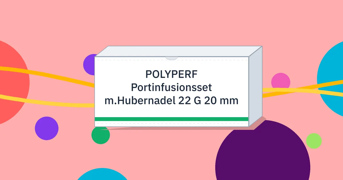 Symbolbild: Packung mit der Aufschrift POLYPERF Portinfusionsset m.Hubernadel 22 G 20 mm (PZN 17527846) – Verfügbarkeit und Bezug in Apotheken in Frankfurt am Main