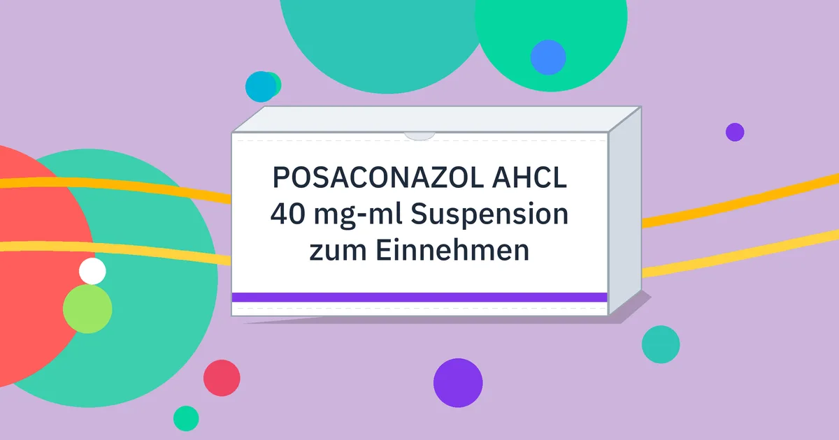 Symbolbild: Packung mit der Aufschrift POSACONAZOL AHCL 40 mg-ml Suspension zum Einnehmen (PZN 15878263) – Verfügbarkeit und Bezug in Apotheken in Frankfurt am Main