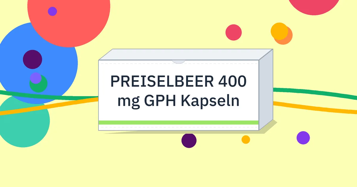 Symbolbild: Packung mit der Aufschrift PREISELBEER 400 mg GPH Kapseln (PZN 07352535) – Verfügbarkeit und Bezug in Apotheken in Frankfurt am Main