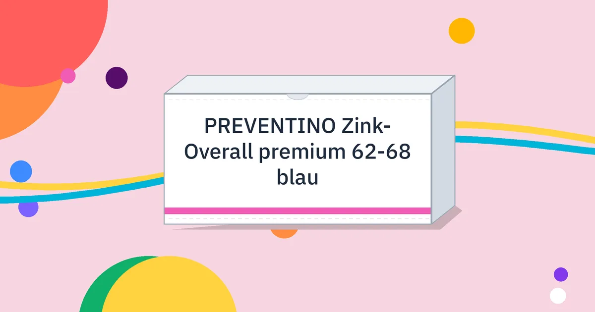 Symbolbild: Packung mit der Aufschrift PREVENTINO Zink-Overall premium 62-68 blau (PZN 12446422) – Verfügbarkeit und Bezug in Apotheken in Frankfurt am Main