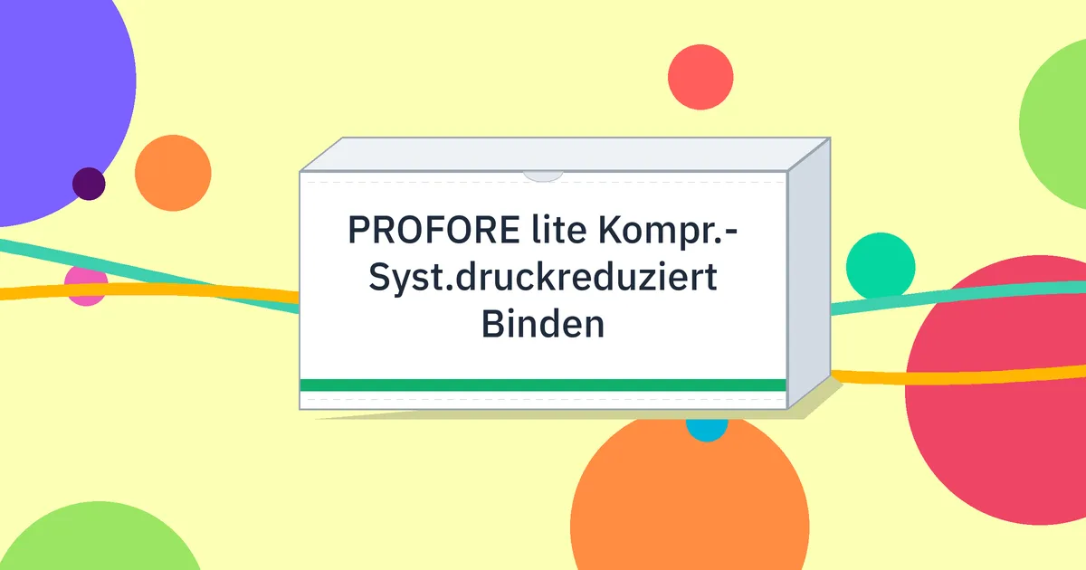 Symbolbild: Packung mit der Aufschrift PROFORE lite Kompr.-Syst.druckreduziert Binden (PZN 05526126) – Verfügbarkeit und Bezug in Apotheken in Frankfurt am Main