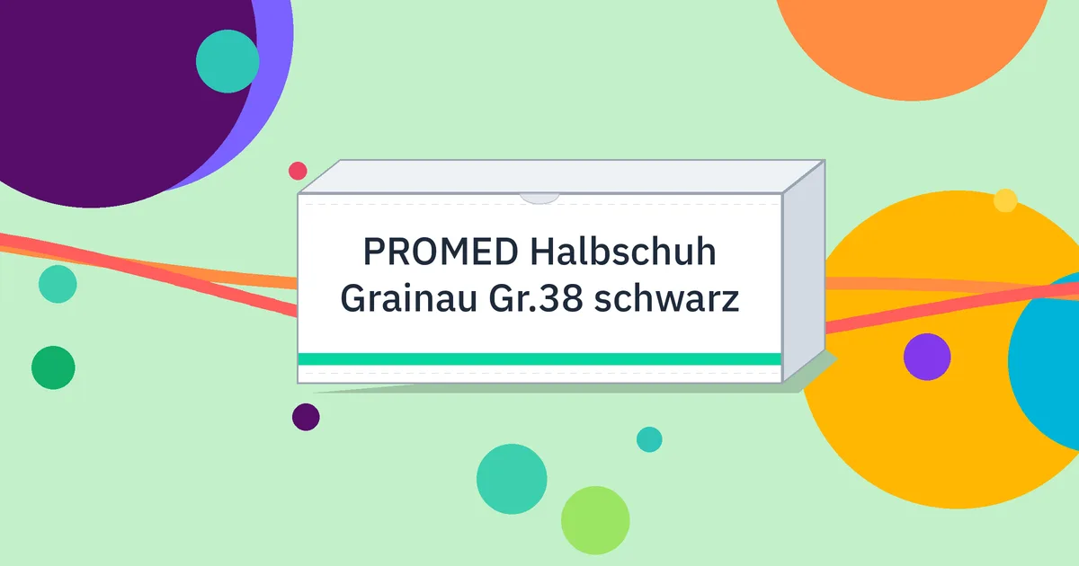 Symbolbild: Packung mit der Aufschrift PROMED Halbschuh Grainau Gr.38 schwarz (PZN 14349284) – Verfügbarkeit und Bezug in Apotheken in Frankfurt am Main