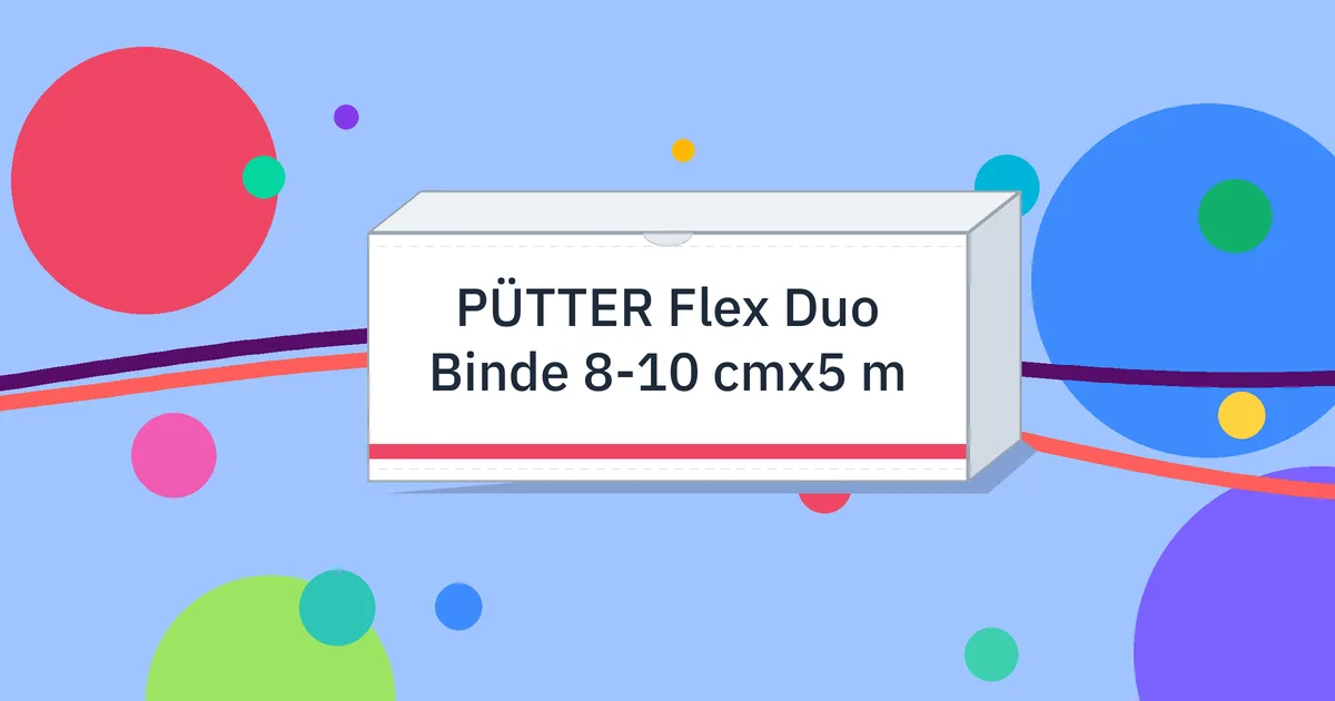 Symbolbild: Packung mit der Aufschrift PÜTTER Flex Duo Binde 8-10 cmx5 m (PZN 16815603) – Verfügbarkeit und Bezug in Apotheken in Frankfurt am Main