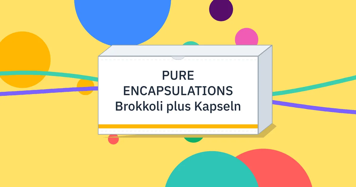 Symbolbild: Packung mit der Aufschrift PURE ENCAPSULATIONS Brokkoli plus Kapseln (PZN 15635230) – Verfügbarkeit und Bezug in Apotheken in Frankfurt am Main
