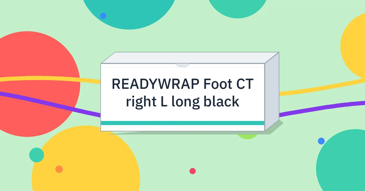 Symbolbild: Packung mit der Aufschrift READYWRAP Foot CT right L long black (PZN 18009237) – Verfügbarkeit und Bezug in Apotheken in Frankfurt am Main