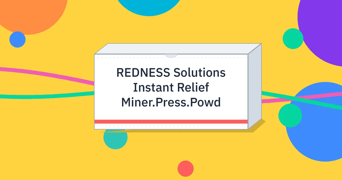 Symbolbild: Packung mit der Aufschrift REDNESS Solutions Instant Relief Miner.Press.Powd (PZN 18894446) – Verfügbarkeit und Bezug in Apotheken in Frankfurt am Main