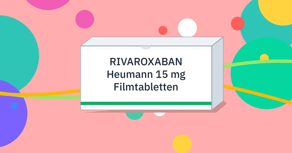 Symbolbild: Packung mit der Aufschrift RIVAROXABAN Heumann 15 mg Filmtabletten (PZN 18840640) – Verfügbarkeit und Bezug in Apotheken in Frankfurt am Main