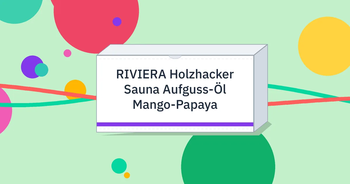 Symbolbild: Packung mit der Aufschrift RIVIERA Holzhacker Sauna Aufguss-Öl Mango-Papaya (PZN 19302732) – Verfügbarkeit und Bezug in Apotheken in Frankfurt am Main