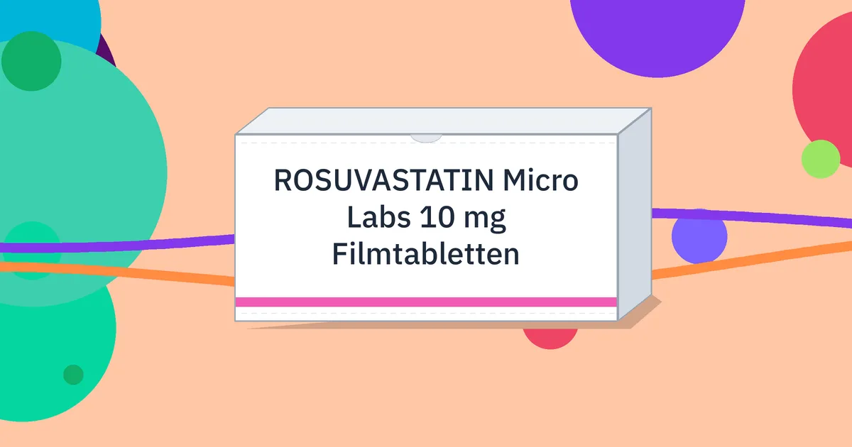 Symbolbild: Packung mit der Aufschrift ROSUVASTATIN Micro Labs 10 mg Filmtabletten (PZN 18152928) – Verfügbarkeit und Bezug in Apotheken in Frankfurt am Main