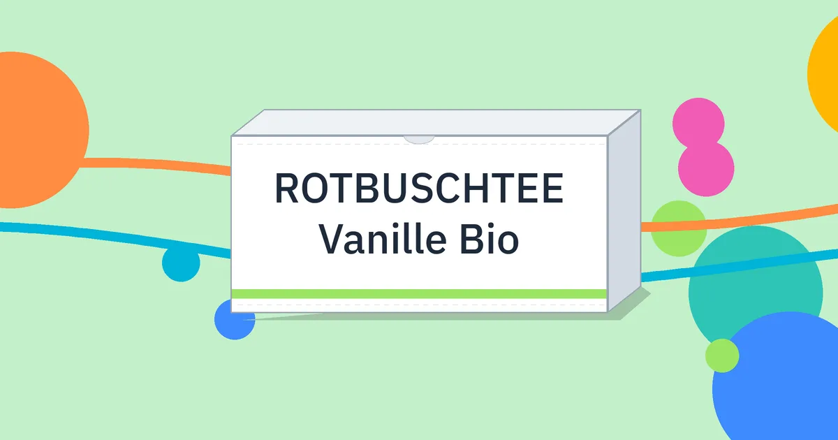 Symbolbild: Packung mit der Aufschrift ROTBUSCHTEE Vanille Bio (PZN 10932271) – Verfügbarkeit und Bezug in Apotheken in Frankfurt am Main