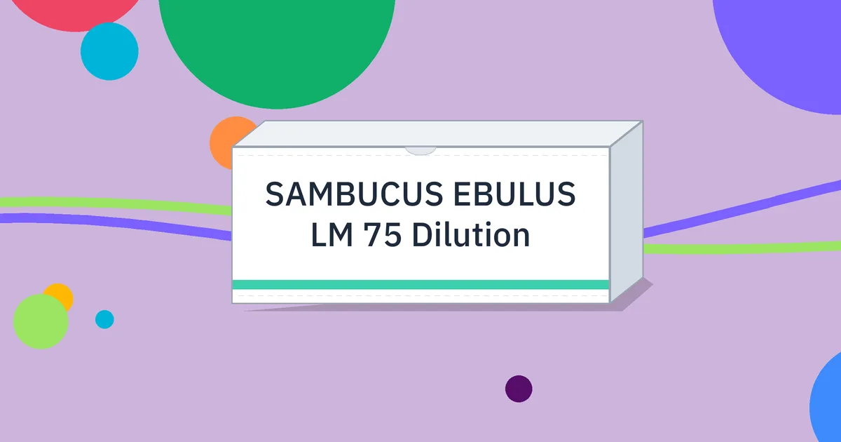Symbolbild: Packung mit der Aufschrift SAMBUCUS EBULUS LM 75 Dilution (PZN 13180682) – Verfügbarkeit und Bezug in Apotheken in Frankfurt am Main