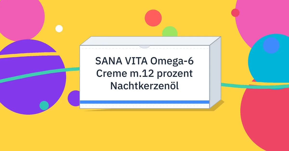 Symbolbild: Packung mit der Aufschrift SANA VITA Omega-6 Creme m.12 prozent Nachtkerzenöl (PZN 19869887) – Verfügbarkeit und Bezug in Apotheken in Frankfurt am Main