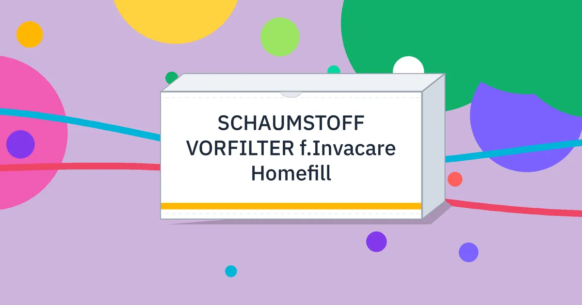 Symbolbild: Packung mit der Aufschrift SCHAUMSTOFF VORFILTER f.Invacare Homefill (PZN 17432413) – Verfügbarkeit und Bezug in Apotheken in Frankfurt am Main