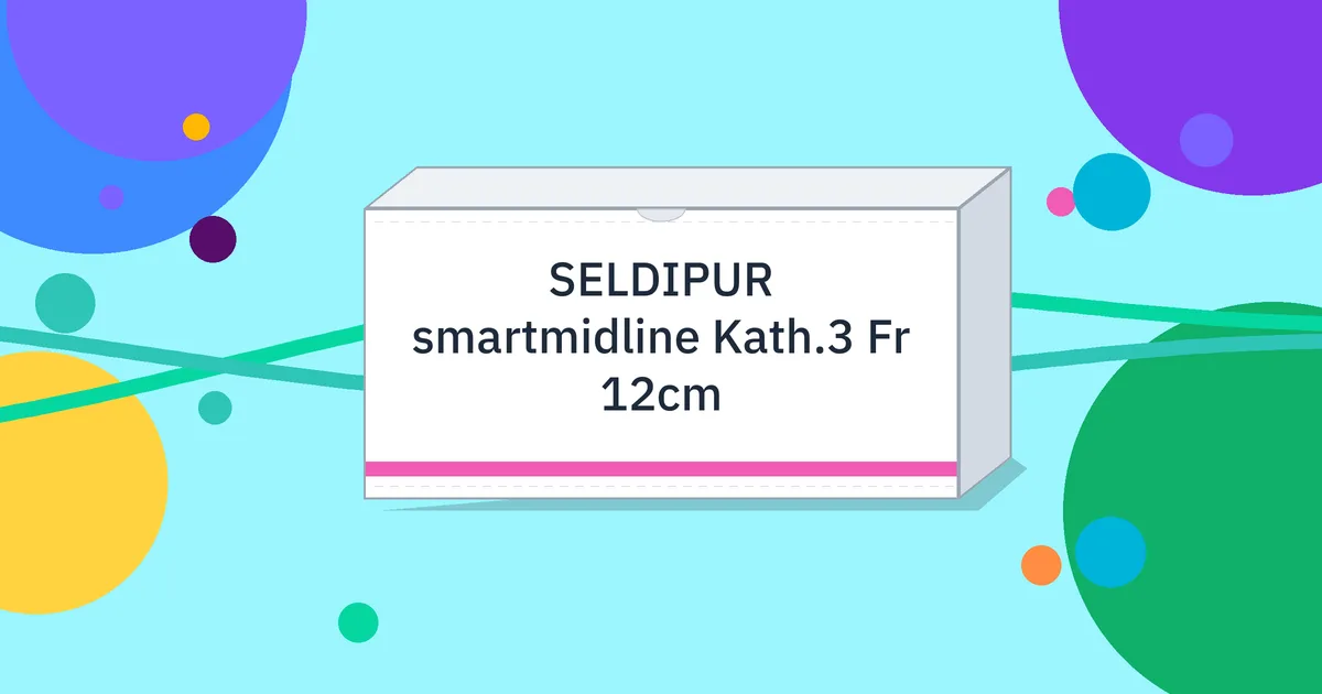 Symbolbild: Packung mit der Aufschrift SELDIPUR smartmidline Kath.3 Fr 12cm (PZN 15263596) – Verfügbarkeit und Bezug in Apotheken in Frankfurt am Main