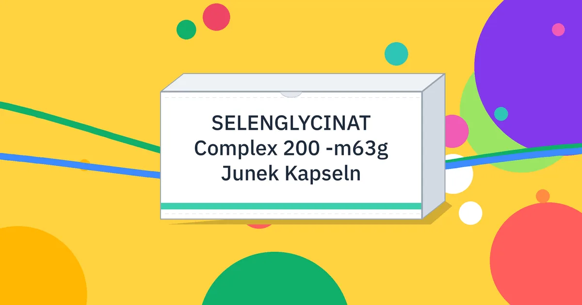 Symbolbild: Packung mit der Aufschrift SELENGLYCINAT Complex 200 -m63g Junek Kapseln (PZN 10191024) – Verfügbarkeit und Bezug in Apotheken in Frankfurt am Main