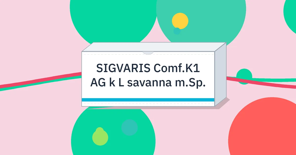 Symbolbild: Packung mit der Aufschrift SIGVARIS Comf.K1 AG k L savanna m.Sp. (PZN 17095654) – Verfügbarkeit und Bezug in Apotheken in Frankfurt am Main