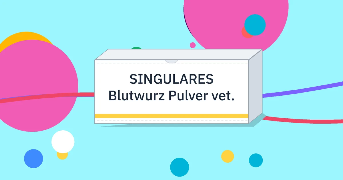 Symbolbild: Packung mit der Aufschrift SINGULARES Blutwurz Pulver vet. (PZN 15200880) – Verfügbarkeit und Bezug in Apotheken in Frankfurt am Main